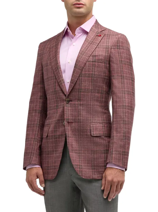 Isaia Plaid Sport Coat - Purple