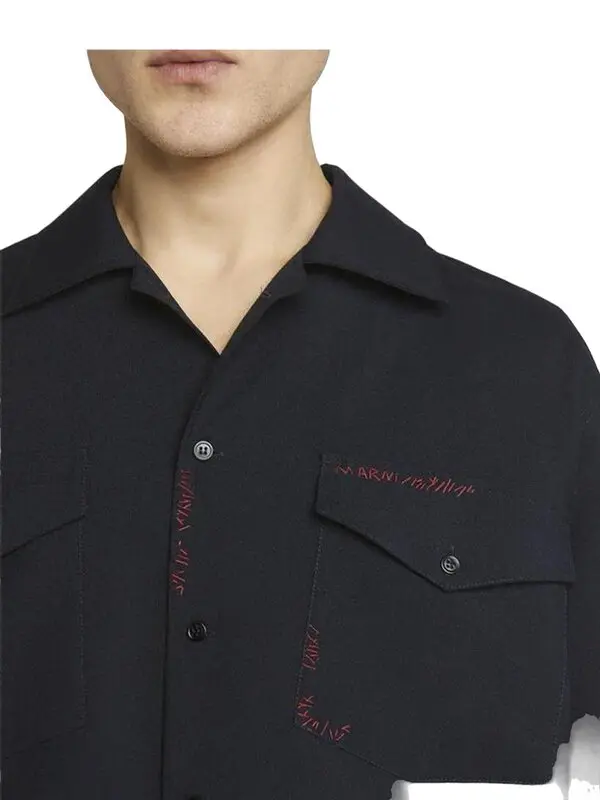 Marni Apos;s Embroidered Logo Sport Shirt - Midnight/b