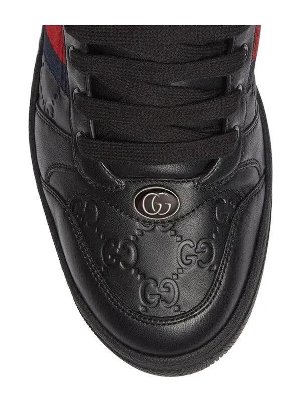 Gucci Gg Embossed Leather Low-top Sneakers - Black