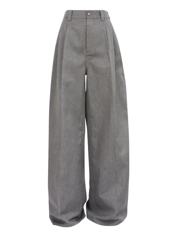 MAISON MARGIELA Pleat Detailed Twill Trousers - Grey