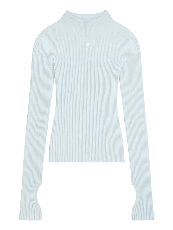 COURREGES Logo-embroidered Cotton-blend Jumper - Blue
