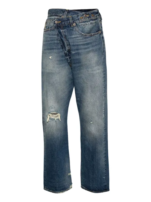 R13 Crossover Distressed Jeans - Blue