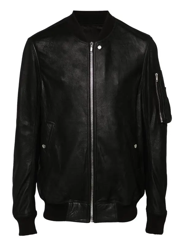 Rick Owens Leather Bomber Jacket - Black