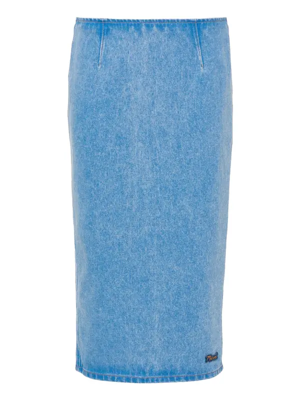 Marni Logo-patch Denim Pencil Skirt - Blue