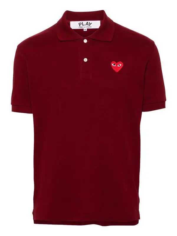 Play Comme Des Garcon Heart-patch Cotton Polo Shirt - Red