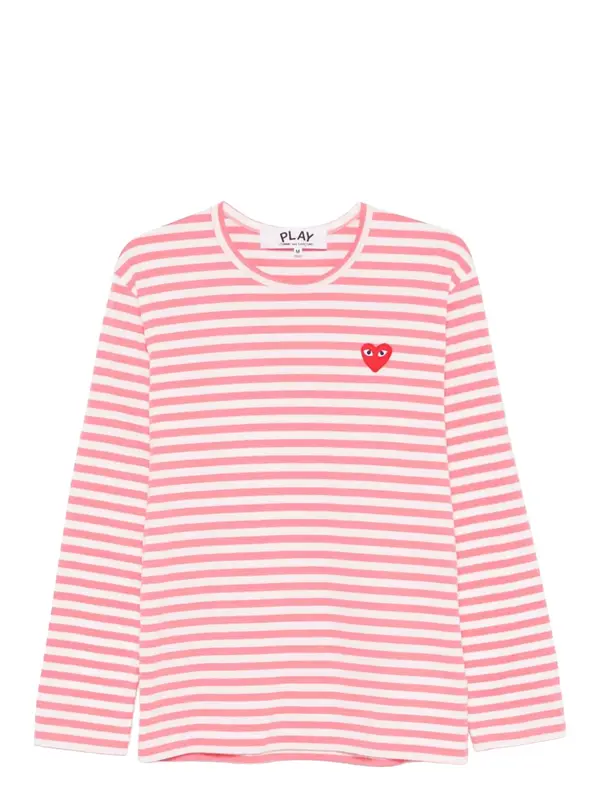 Play Comme Des Garcon Striped Long Sleeve T-shirt - Pink