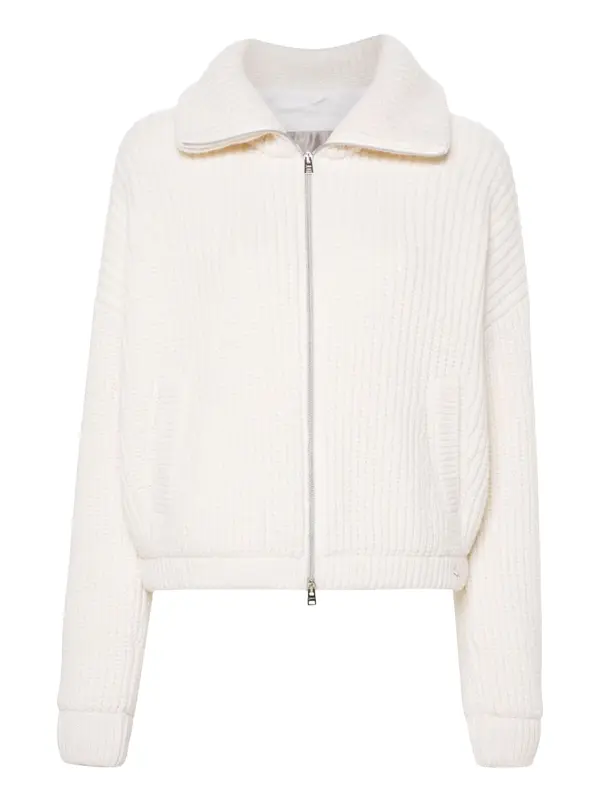 Herno Wool Zipped Cardigan - White