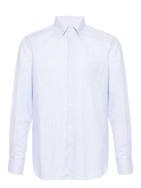 Boggi Milano Striped Cotton Shirt - Blue