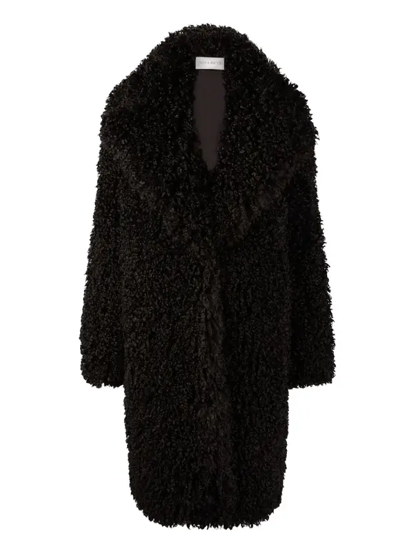 Nina Ricci Faux-fur Oversized Coat - Black