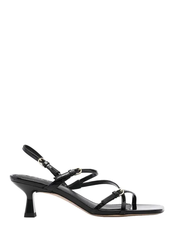 Sandro 60mm Square-toe Patent-leather Sandals - Black