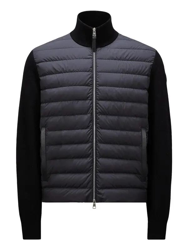 Moncler Padded Wool & Cashmere Zip-up Cardigan - Black