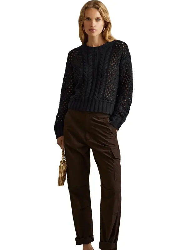 REISS Marie Cable Knit Jumper - Navy
