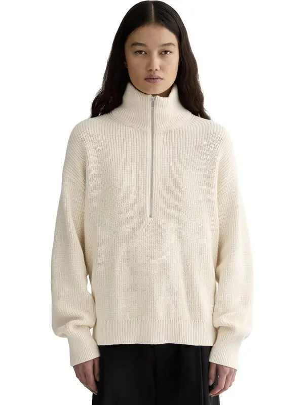 Everlane Everyday Cotton Half-zip Sweater - Canvas