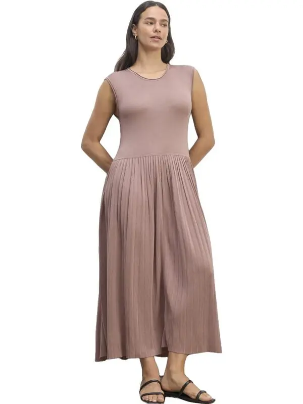 Everlane Knit Pleated Midi Dress - Dusty Rose