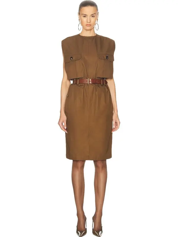 Saint Laurent Utility Midi Dress - Ecorce