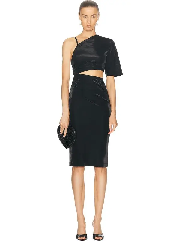 Moschino One Shoulder Cut Out Dress - Black