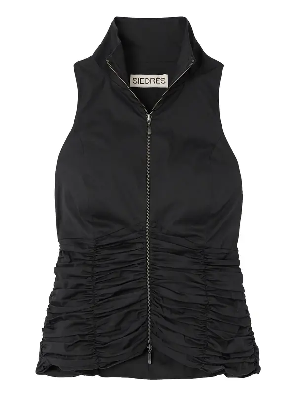 SIEDRES Wartz Cotton-blend Twill Turtleneck Vest - Black