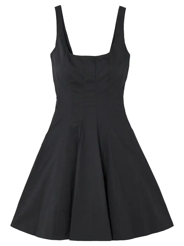 Staud Wells Pleated Mini Dress - Black