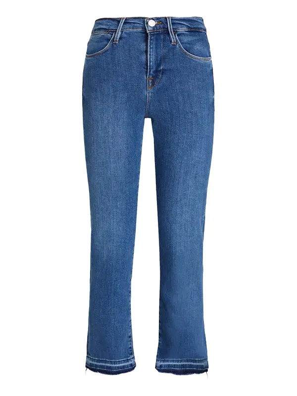 FRAME Le High Cropped High-rise Straight-leg Jeans - Mid Denim