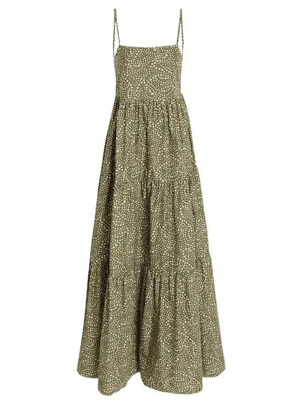 Matteau Tiered Cotton-poplin Maxi Dress - Leaf Green