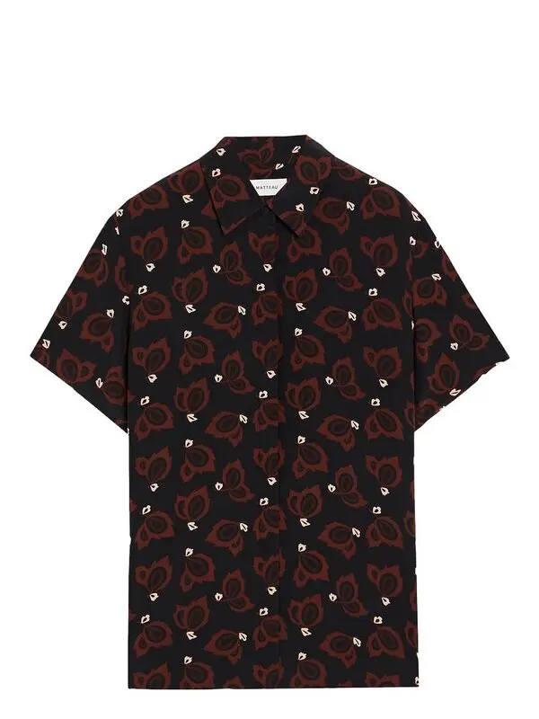Matteau Printed Silk Shirt - Chocolate