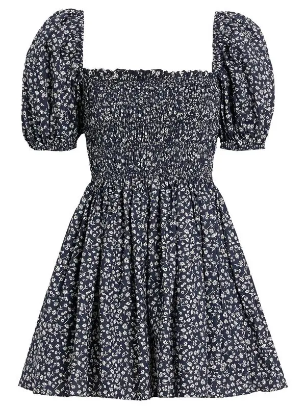 Matteau Floral-print Cotton-poplin Mini Dress - Navy