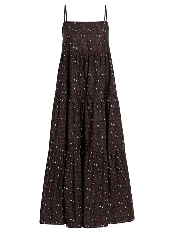 Matteau Tiered Floral-print Maxi Dress - Chocolate