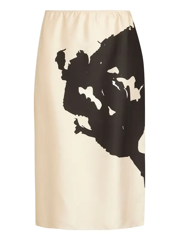 Bite Studios Printed Silk-twill Skirt - Cream