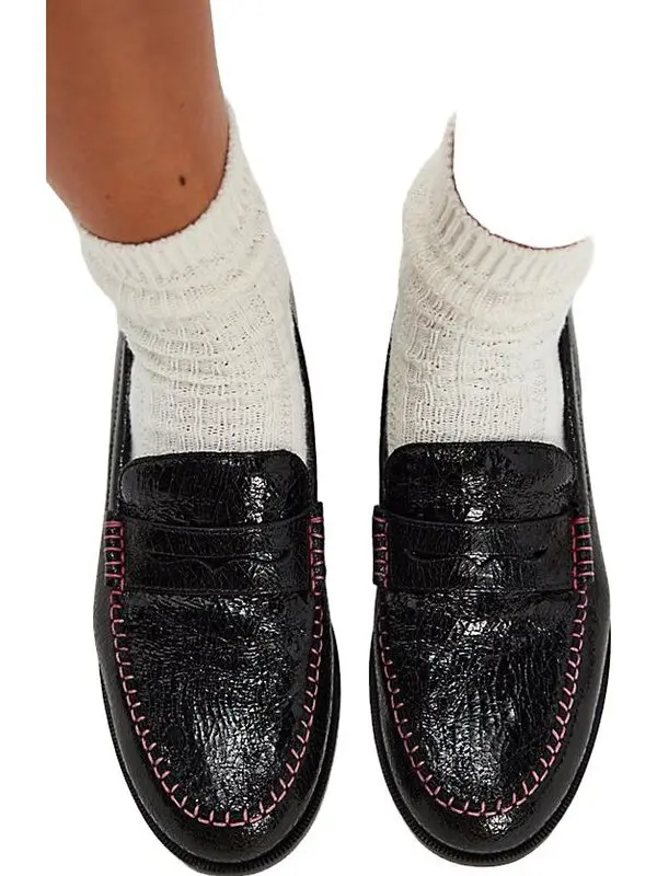 Free People Blanket Stitch Loafers - Black