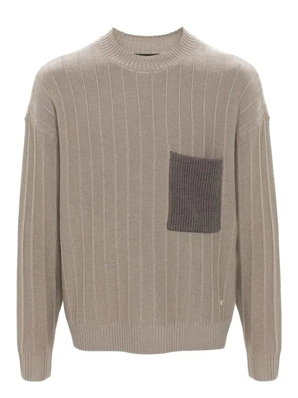 Emporio Armani Patch-pocket Virgin Wool Jumper - Neutrals