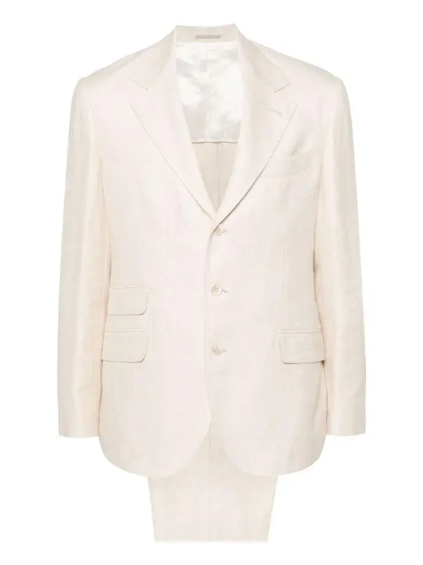 Brunello Cucinelli Single-breasted Linen-blend Suit - Neutrals