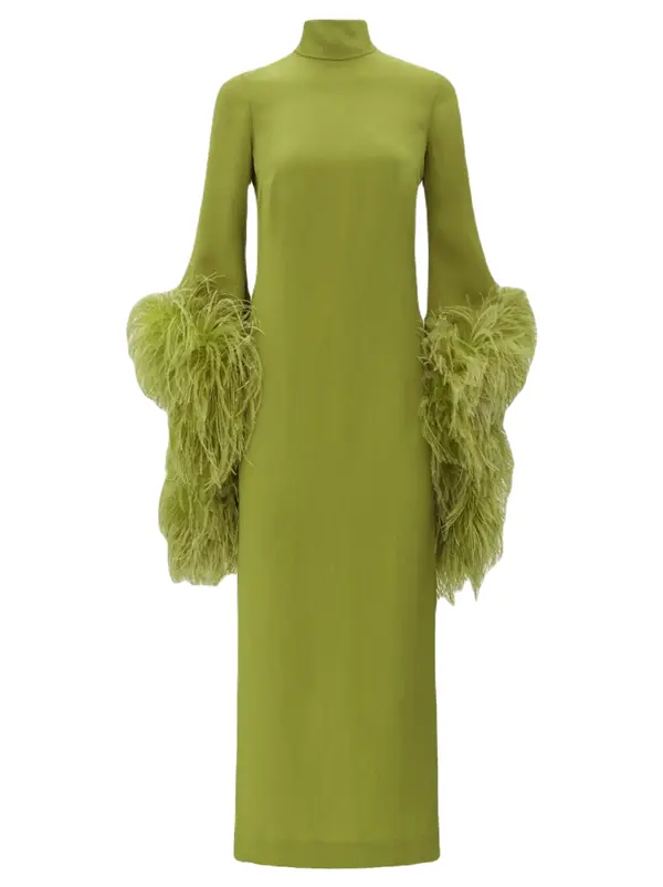 TALLER MARMO Del Rio Feather-trim Midi Dress - Green