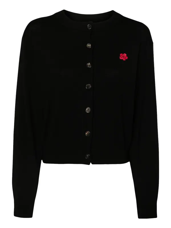 Kenzo Boke Flower Wool Cardigan - Black