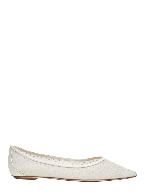 STUART WEITZMAN Emilia Mesh Crystal Ballerina Shoes - White