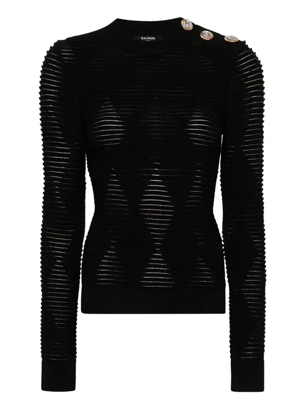 Balmain Embossed-button Jumper - Black