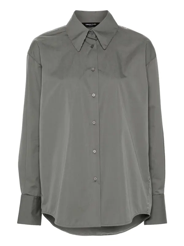 Fabiana Filippi Beaded-trim Poplin Shirt - Grey