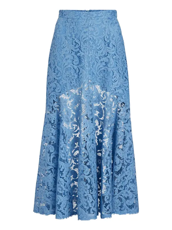PATOU Mermaid Lace Midi Skirt - Blue