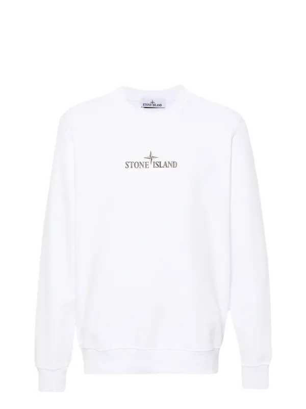 Stone Island Logo-print Cotton Sweatshirt - White
