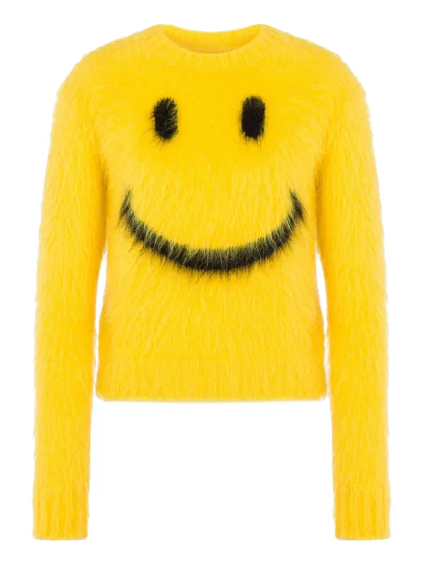 Moschino Intarsia-knit Smile Jumper - Yellow