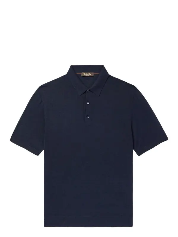 Loro Piana Slim-fit Wool, Silk And Cashmere-blend Polo Shirt - Blue