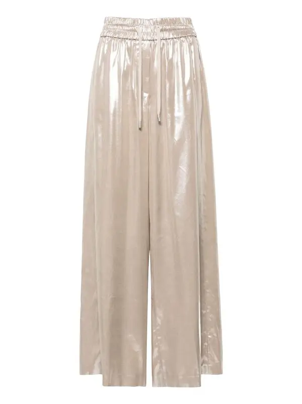 Peserico Lamé Wide-leg Trousers - Gold