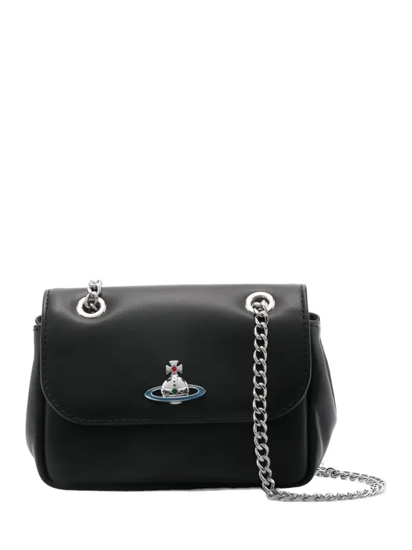 VIVIENNE WESTWOOD Orb-plaque Leather Shoulder Bag - Black