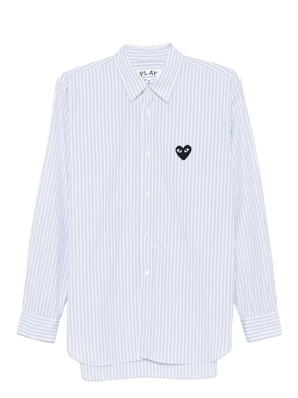Play Comme Des Garcon Striped Shirt With Black Heart - White