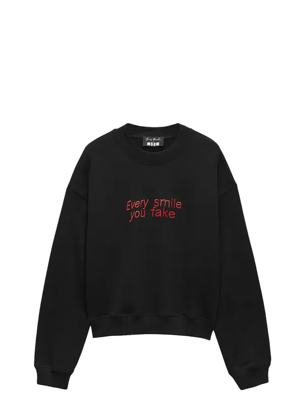 MSGM Slogan-embroidered Sweatshirt - Black