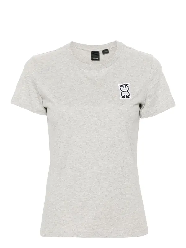 Pinko Logo-patch Cotton T-shirt - Grey