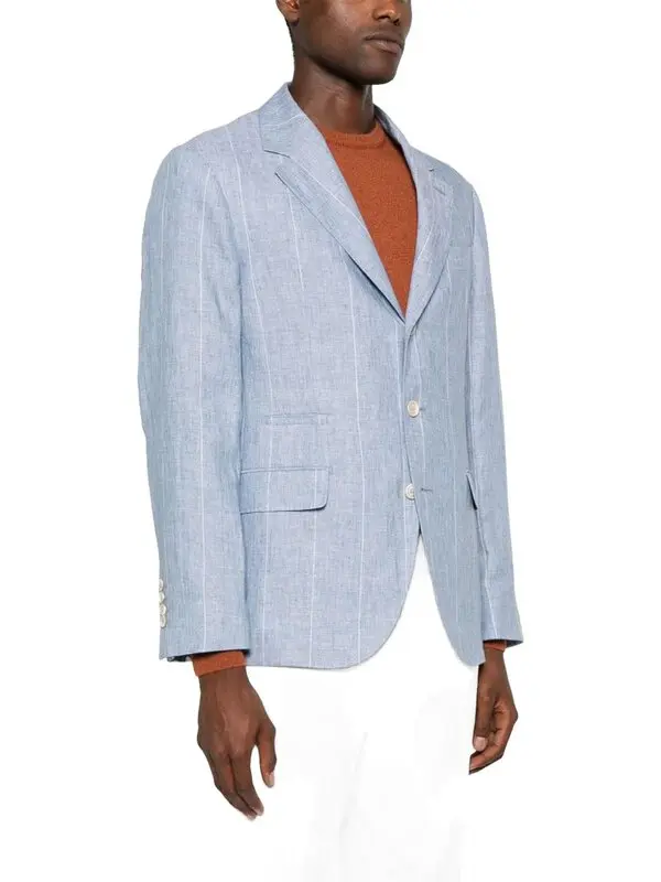 Brunello Cucinelli Striped Linen Blazer - Blue