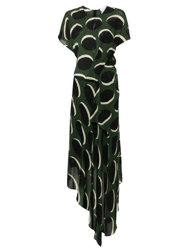 Colville Graphic-print Draped Midi Dress - Green