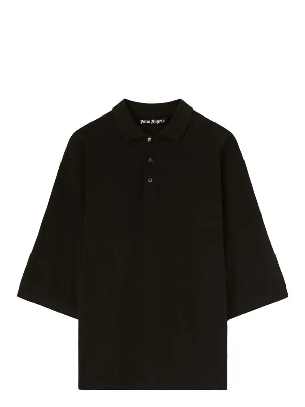 Palm Angels Logo-print Cotton Polo Shirt - Black