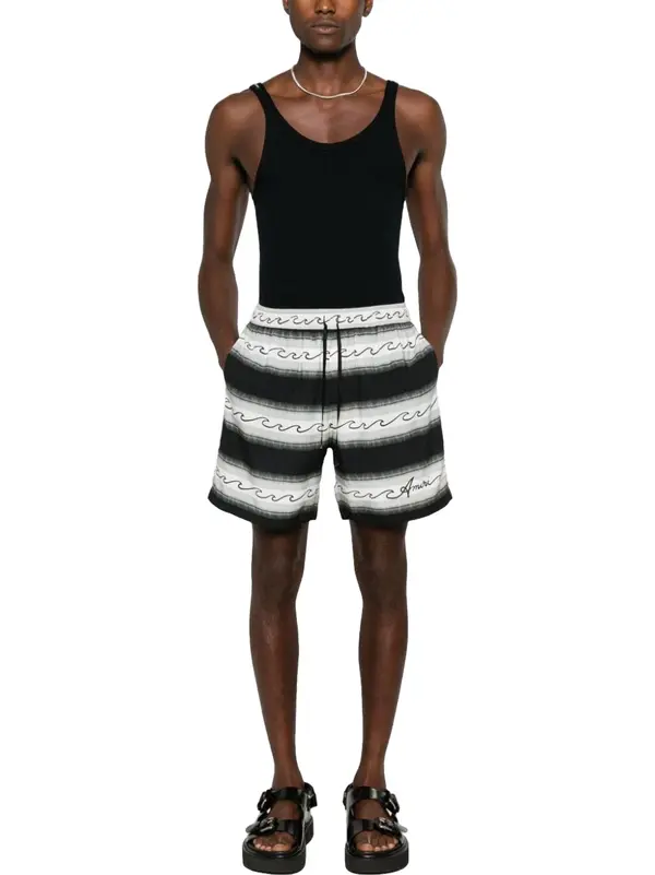 Amiri Wave Baja Striped Shorts - Black