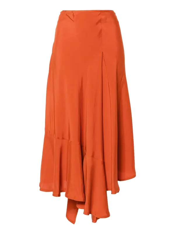 Colville Pleat-detailing Asymmetric Skirt - Orange